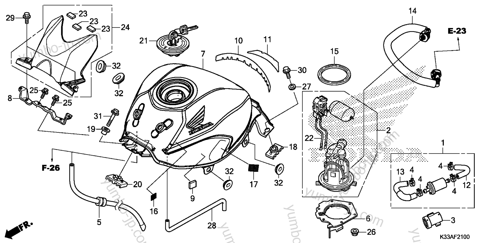 YUMBO | spare parts catalog for мотоцикла HONDA CB300F AC 2015 year ...