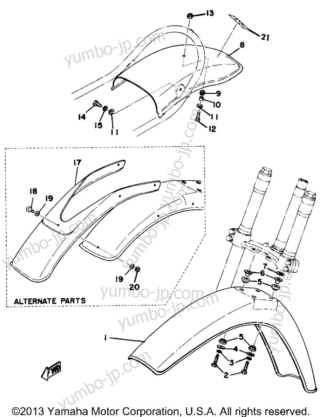 YUMBO | spare parts catalog for мотоцикла YAMAHA MX250B 1975 year FRONT ...