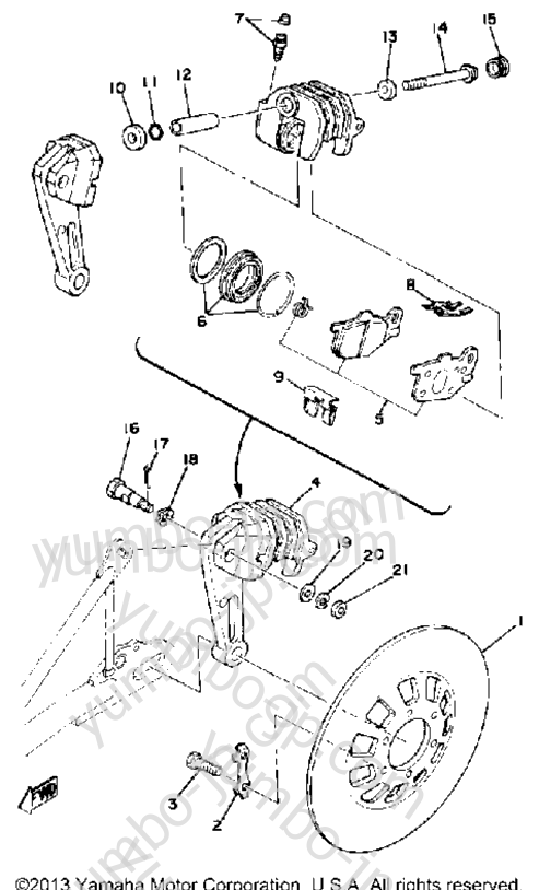 YUMBO | spare parts catalog for мотоцикла YAMAHA RD400F 1979 year Rear ...